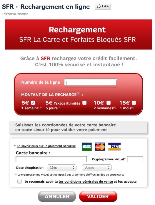 SFR propose un service de rechargement via Facebook - DigitalCorner